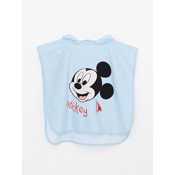 Kapüşonlu Mickey Mouse Baskılı Baskılı Erkek Bebek Panço Bornoz