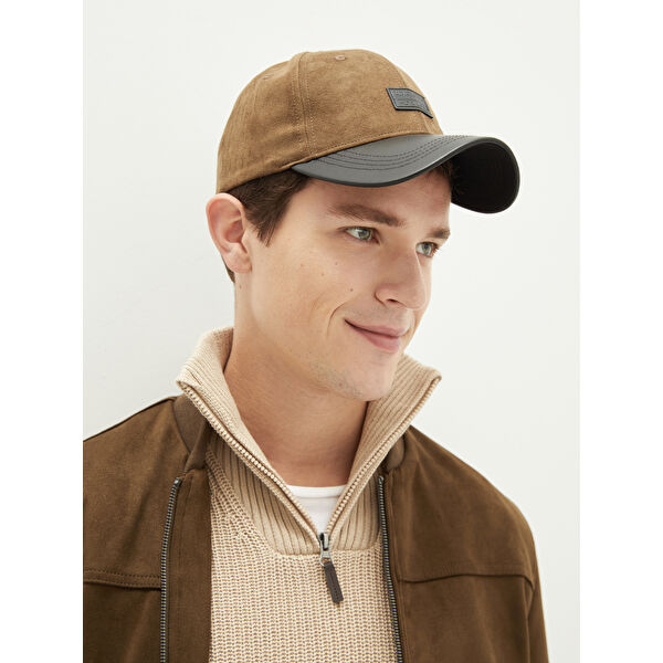 Etiket Nakışlı Erkek Süet Kep Şapka