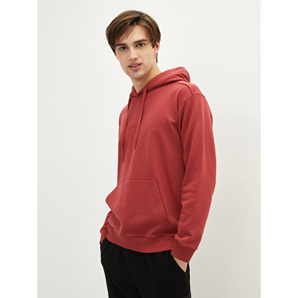 Kapüşonlu Uzun Kollu Nakışlı Erkek Sweatshirt