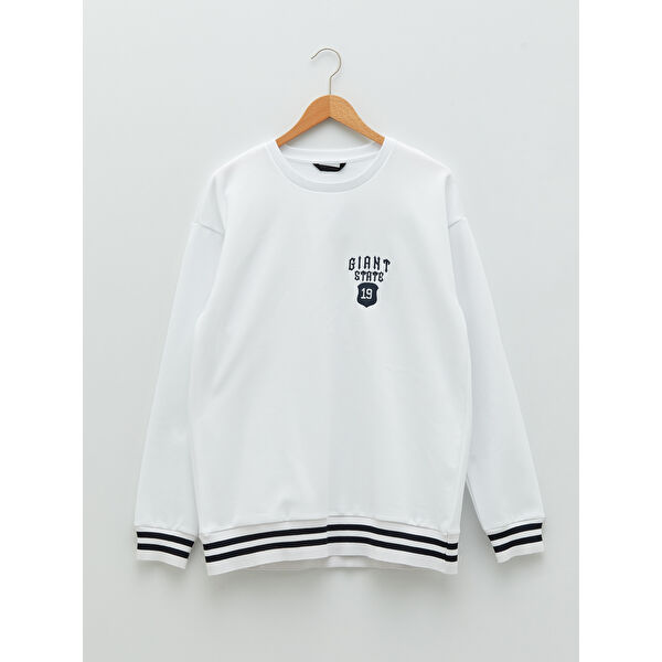 LCW CASUAL Oversize Bisiklet Yaka Uzun Kollu Baskılı Erkek Sweatshirt