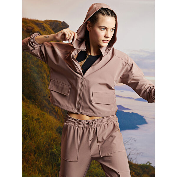 Kapüşonlu Düz Uzun Kollu Kadın Outdoor Yağmurluk Kapüşonlu Düz Uzun Kollu Kadın Outdoor Yağmurluk