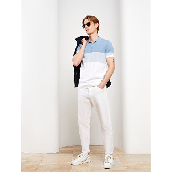 LCW VISION Polo Yaka Kısa Kollu Renk Bloklu Erkek Kazak