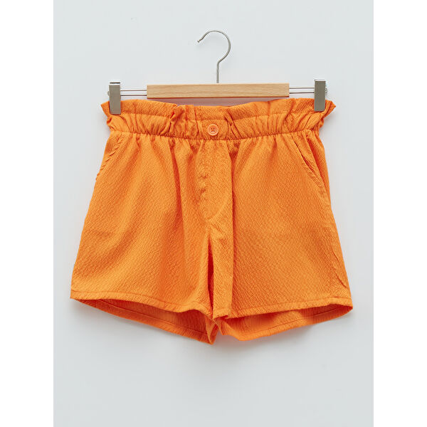 Beli Lastikli Basic Poplin Kız Çocuk Şort