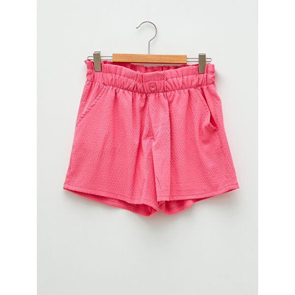 Beli Lastikli Basic Poplin Kız Çocuk Şort