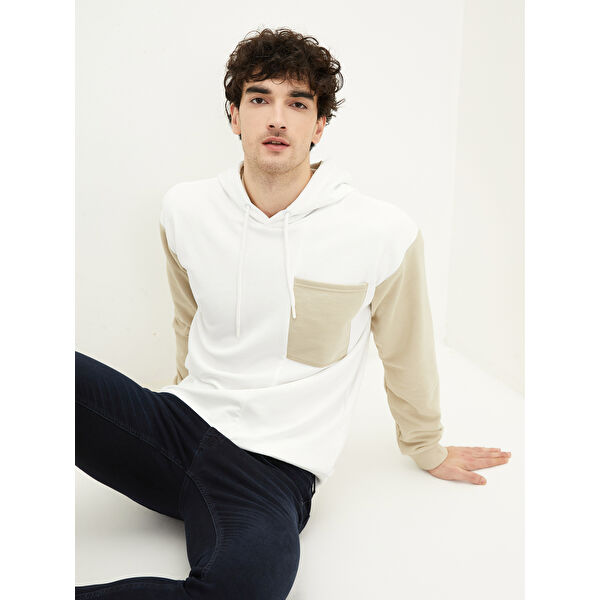 LCW CASUAL Kapüşonlu Uzun Kollu Renk Bloklu Erkek Sweatshirt