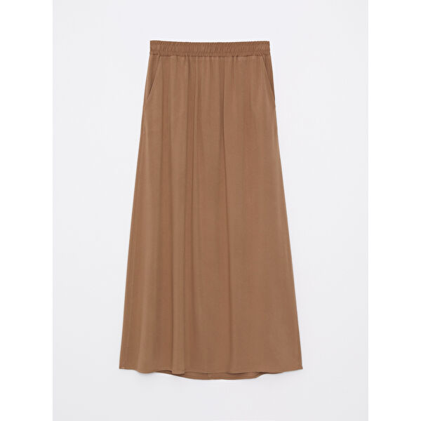 LCW GRACE Beli Lastikli Düz Cep Detaylı Viskon Kadın Etek