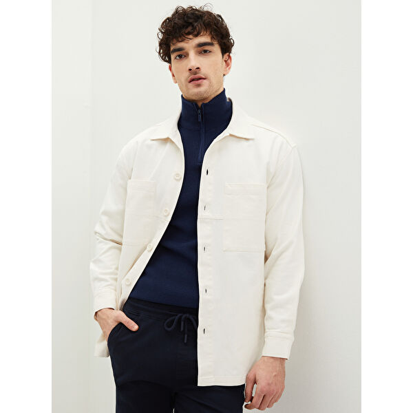 LCW CASUAL Regular Fit Uzun Kollu Gabardin Erkek Gömlek Ceket