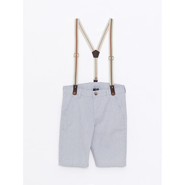 Çizgili Gabardin Erkek Çocuk Şort ve Pantolon Askısı