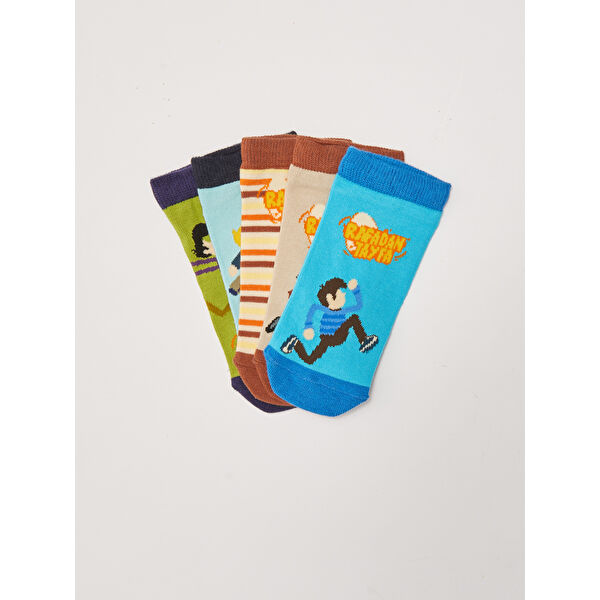 Rafadan Tayfa Desenli Erkek Çocuk Soket Çorap 5'li