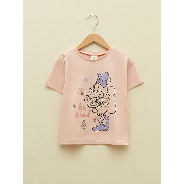 LCW GREEN Bisiklet Yaka Minnie Mouse Baskılı Organik Pamuklu Kız Bebek Tişört