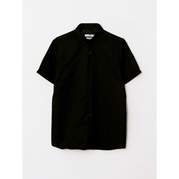 Slim Fit Kısa Kollu Armürlü Erkek Gömlek Slim Fit Kısa Kollu Armürlü Erkek Gömlek