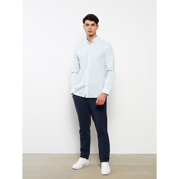 LCW VISION Slim Fit Uzun Kollu Keten Erkek Gömlek