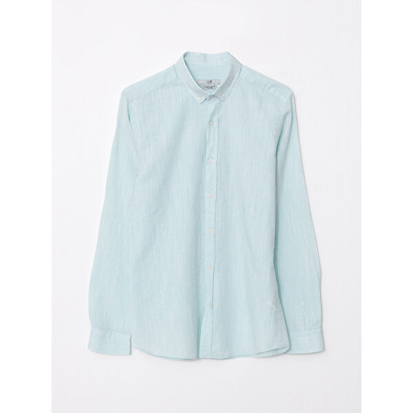 LCW VISION Slim Fit Uzun Kollu Keten Erkek Gömlek