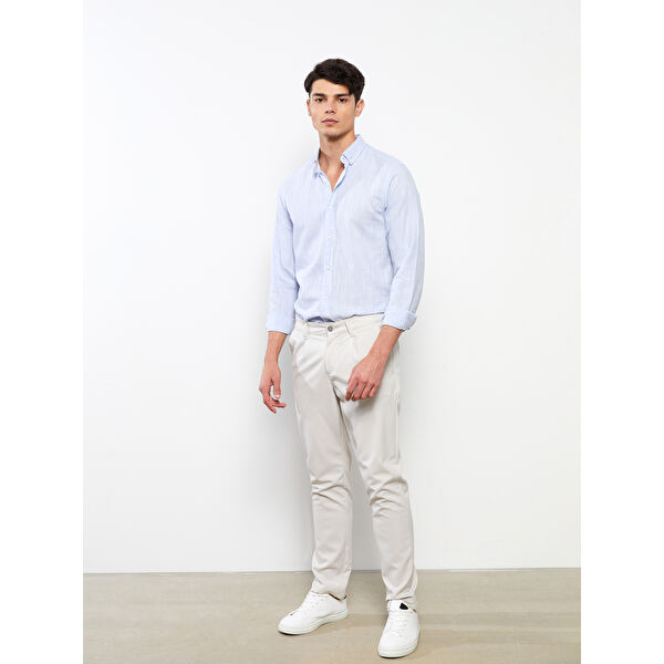 LCW VISION Slim Fit Uzun Kollu Keten Erkek Gömlek LCW VISION Slim Fit Uzun Kollu Keten Erkek Gömlek