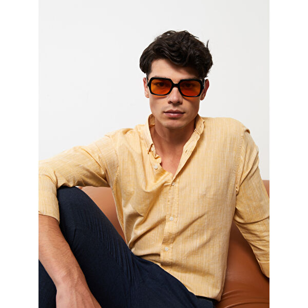 LCW VISION Slim Fit Uzun Kollu Keten Erkek Gömlek LCW VISION Slim Fit Uzun Kollu Keten Erkek Gömlek