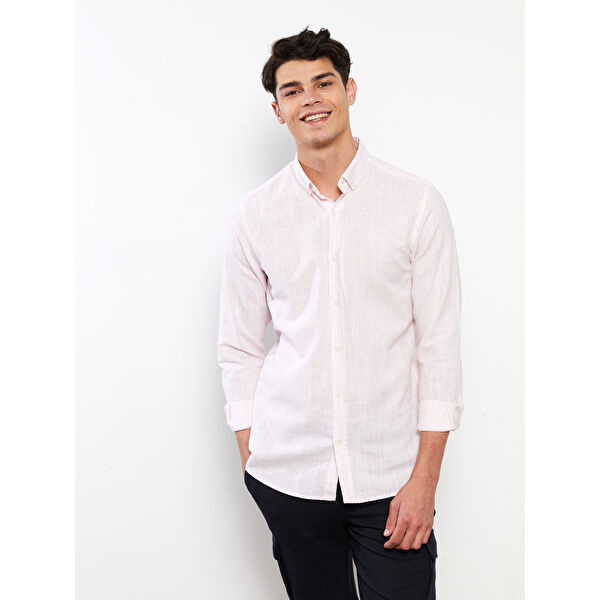 LCW VISION Slim Fit Uzun Kollu Keten Erkek Gömlek LCW VISION Slim Fit Uzun Kollu Keten Erkek Gömlek