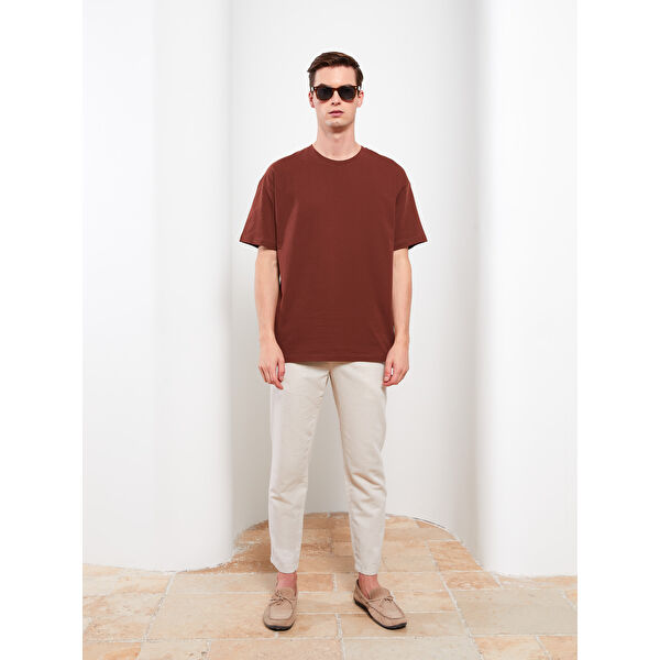 LCW BASIC Oversize Bisiklet Yaka Kısa Kollu Penye Erkek Tişört