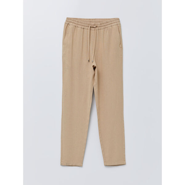 LCW VISION Slim Fit Beli Bağlama Detaylı Keten Erkek Pantolon