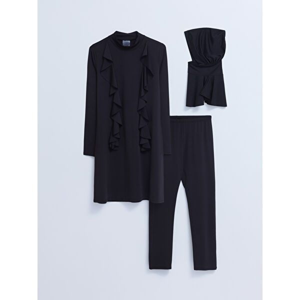 LCW DREAM Dik Yaka Düz Uzun Kollu Kadın Tesettür Mayo Takımı