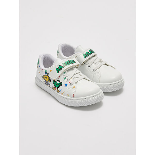 Baskılı Bağcık ve Cırt Cırtlı Erkek Çocuk Spor Ayakkabı