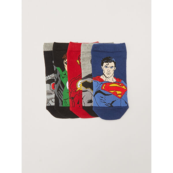 Justice League Desenli Erkek Çocuk Patik Çorap 5'li