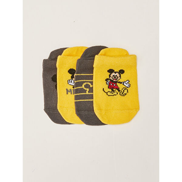 Mickey Mouse Baskılı Erkek Bebek Patik Çorap 4'lü