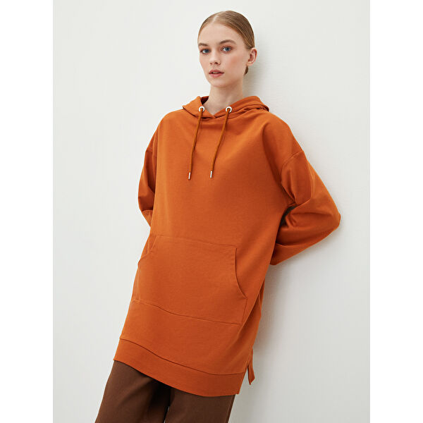 MODEST Kapüşonlu Düz Uzun Kollu Oversize Kadın Sweatshirt Tunik MODEST Kapüşonlu Düz Uzun Kollu Oversize Kadın Sweatshirt Tunik