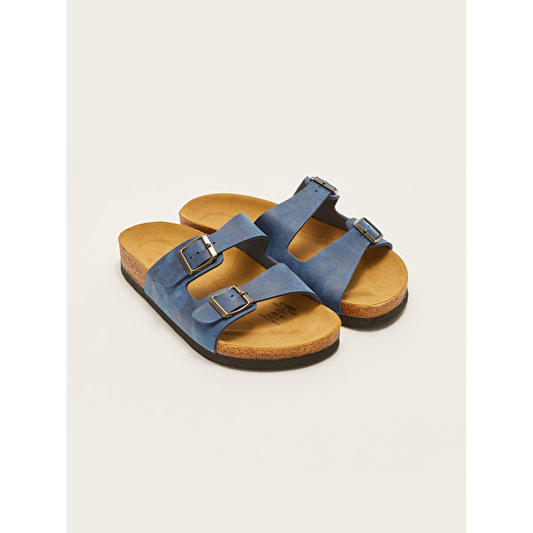 Çift Bantlı Toka Detaylı Erkek Çocuk Terlik