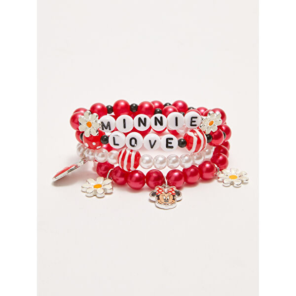 Minnie Mouse Lisanslı Boncuklu Kız Çocuk Bileklik 4'lü