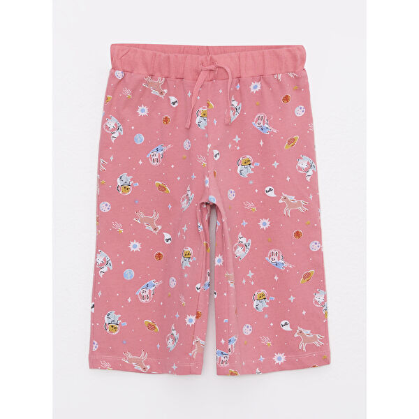 Beli Lastikli Baskılı Kız Çocuk Bermuda