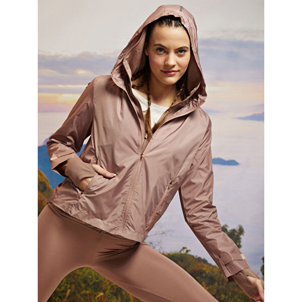 Kapüşonlu Düz Uzun Kollu Kadın Outdoor Yağmurluk Kapüşonlu Düz Uzun Kollu Kadın Outdoor Yağmurluk