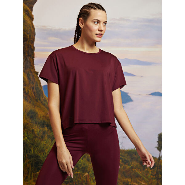 Bisiklet Yaka Baskılı Kısa Kollu Kadın Outdoor Tişört