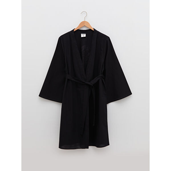 LCW DREAM Kruvaze Yaka Baskılı Uzun Kollu Poplin Kadın Kimono