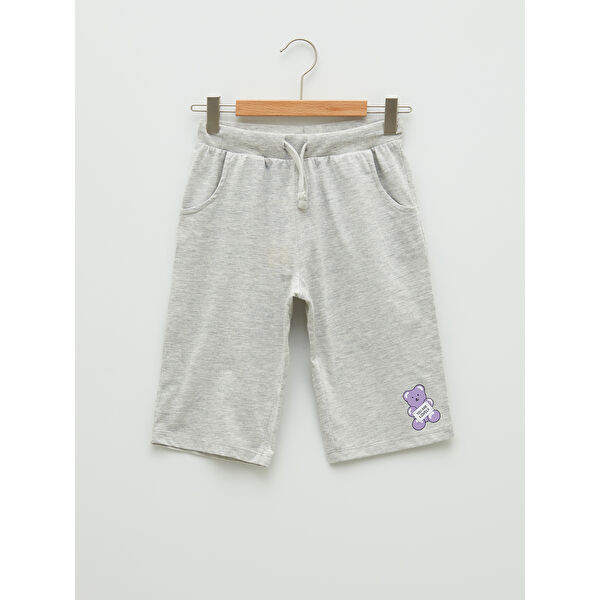 Beli Lastikli Baskılı Kız Çocuk Bermuda