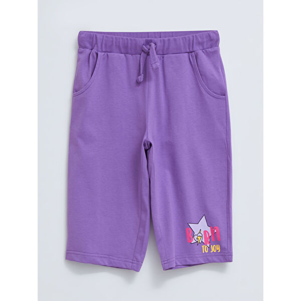 Beli Lastikli Baskılı Kız Çocuk Bermuda