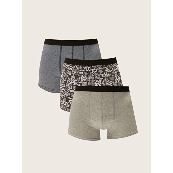 Standart Kalıp Esnek Kumaş Erkek Boxer 3'lü