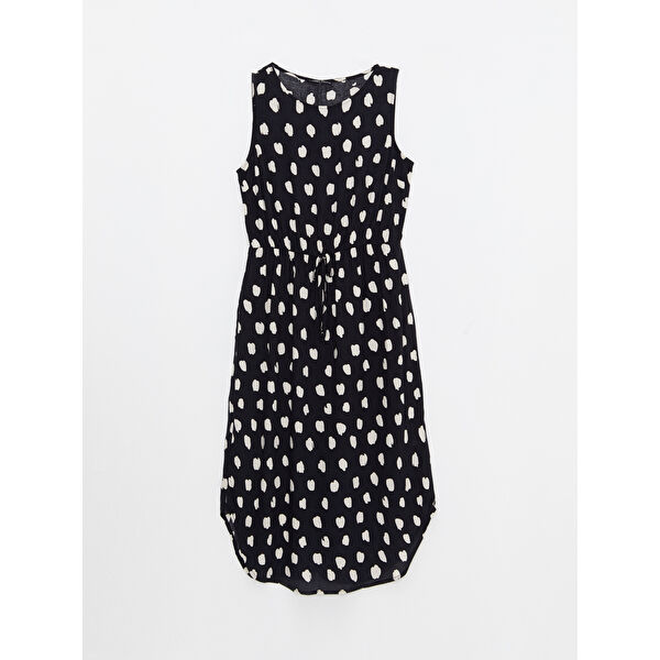 LCW CLASSIC Bisiklet Yaka Desenli Kolsuz Viskon Kadın Elbise