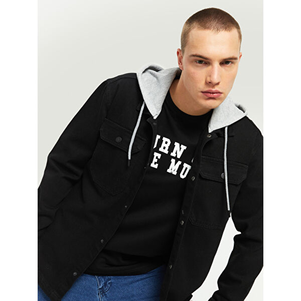 XSIDE Standart Kalıp Kapüşonlu Erkek Jean Ceket