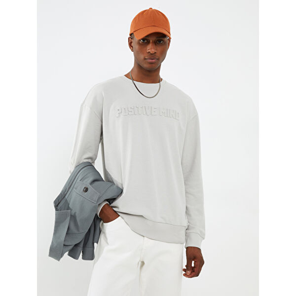 LCW CASUAL Oversize Bisiklet Yaka Uzun Kollu Baskılı Erkek Sweatshirt