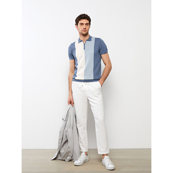 LCW CLASSIC Polo Yaka Kısa Kollu Renk Bloklu Erkek Triko Kazak LCW CLASSIC Polo Yaka Kısa Kollu Renk Bloklu Erkek Triko Kazak