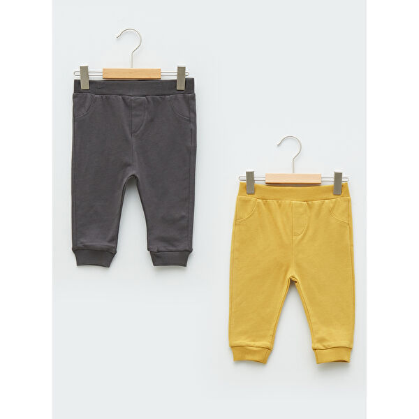 Beli Lastikli Basic Pamuklu Erkek Bebek Pantolon 2'li