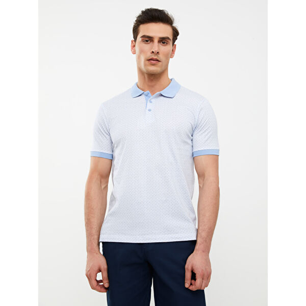 Polo Yaka Kısa Kollu Desenli Penye Erkek Tişört