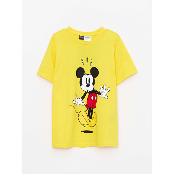 Bisiklet Yaka Mickey Mouse Baskılı Kısa Kollu Pamuklu Erkek Çocuk Tişört Bisiklet Yaka Mickey Mouse Baskılı Kısa Kollu Pamuklu Erkek Çocuk Tişört