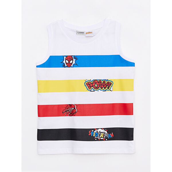 Bisiklet Yaka Spiderman Baskılı Pamuklu Erkek Çocuk Atlet