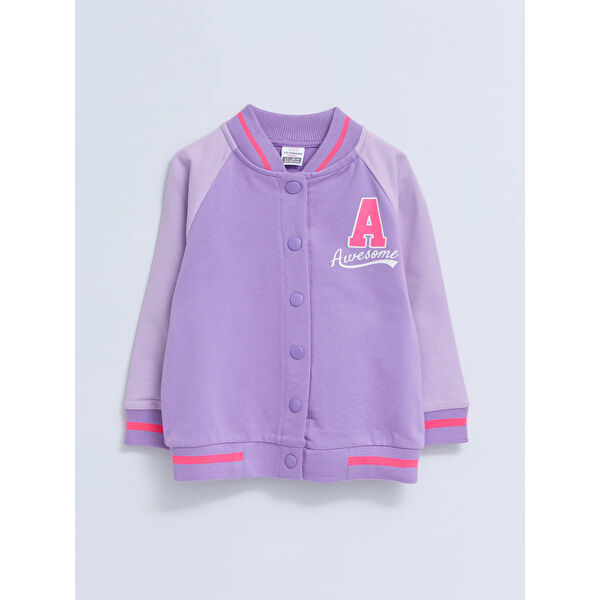 Bisiklet Yaka Uzun Kollu Baskılı Kız Bebek Spor Hırka