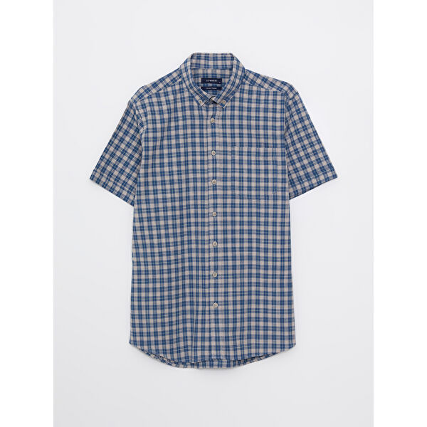 LCW CLASSIC Regular Fit Kısa Kollu Ekose Poplin Erkek Gömlek