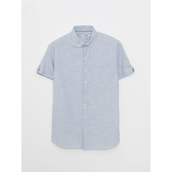 LCW CLASSIC Slim Fit Kısa Kollu Armürlü Erkek Gömlek