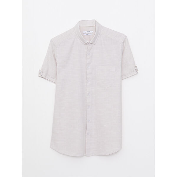 LCW CLASSIC Slim Fit Kısa Kollu Armürlü Erkek Gömlek
