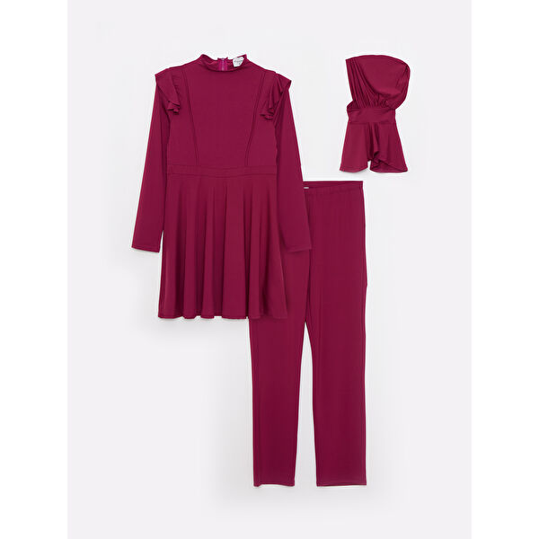 LCW DREAM Dik Yaka Düz Uzun Kollu Kadın Tesettür Mayo Takımı