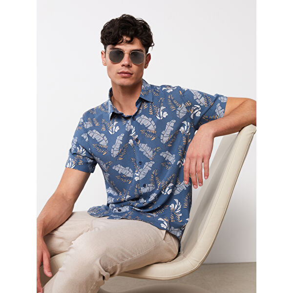 LCW CLASSIC Regular Fit Kısa Kollu Desenli Viskon Erkek Gömlek
